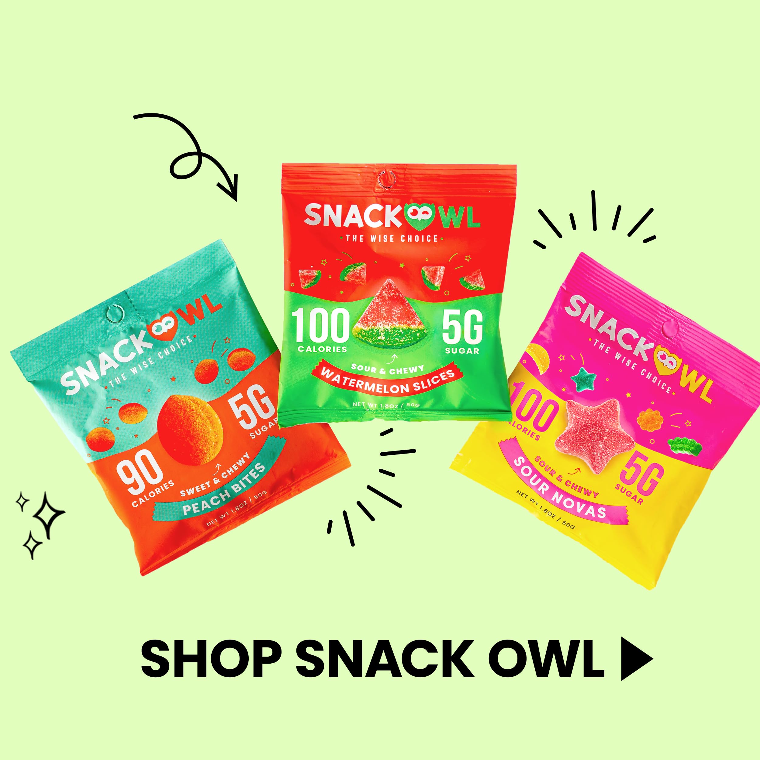 Snapklik.com : Snack Owl Vegan Sour Gummy Candy Gluten Free, Low ...