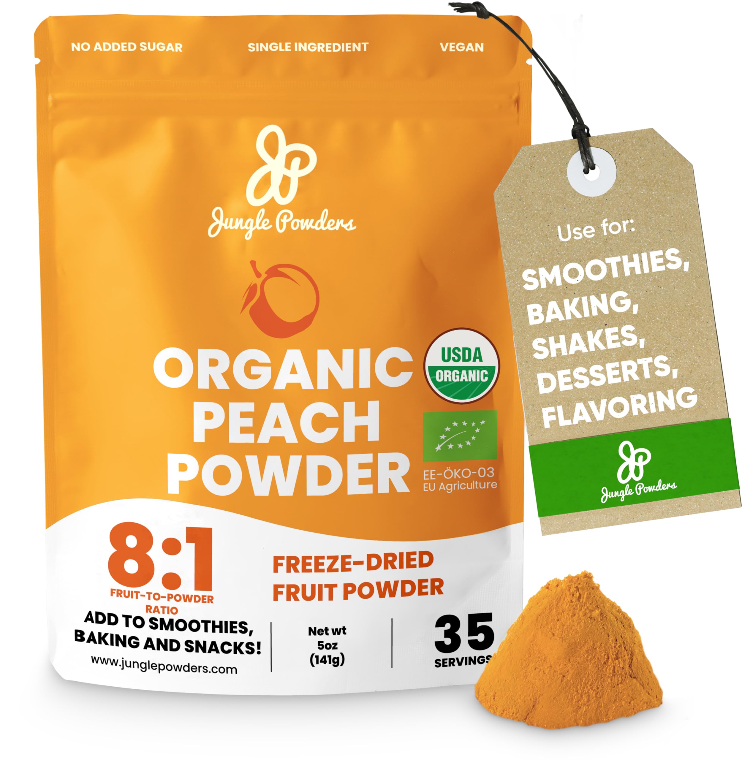 Amazon.com: Jungle Powders Organic Peach Powder 5 Ounce Bag Powdered ...