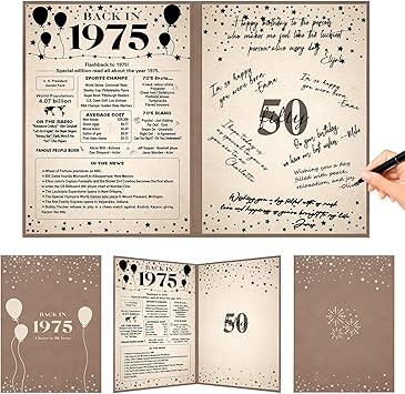 Amazon.com: Crenics 50th Birthday Decorations for 1975 Women Men, Vintage Back in 1975 Birthday ...