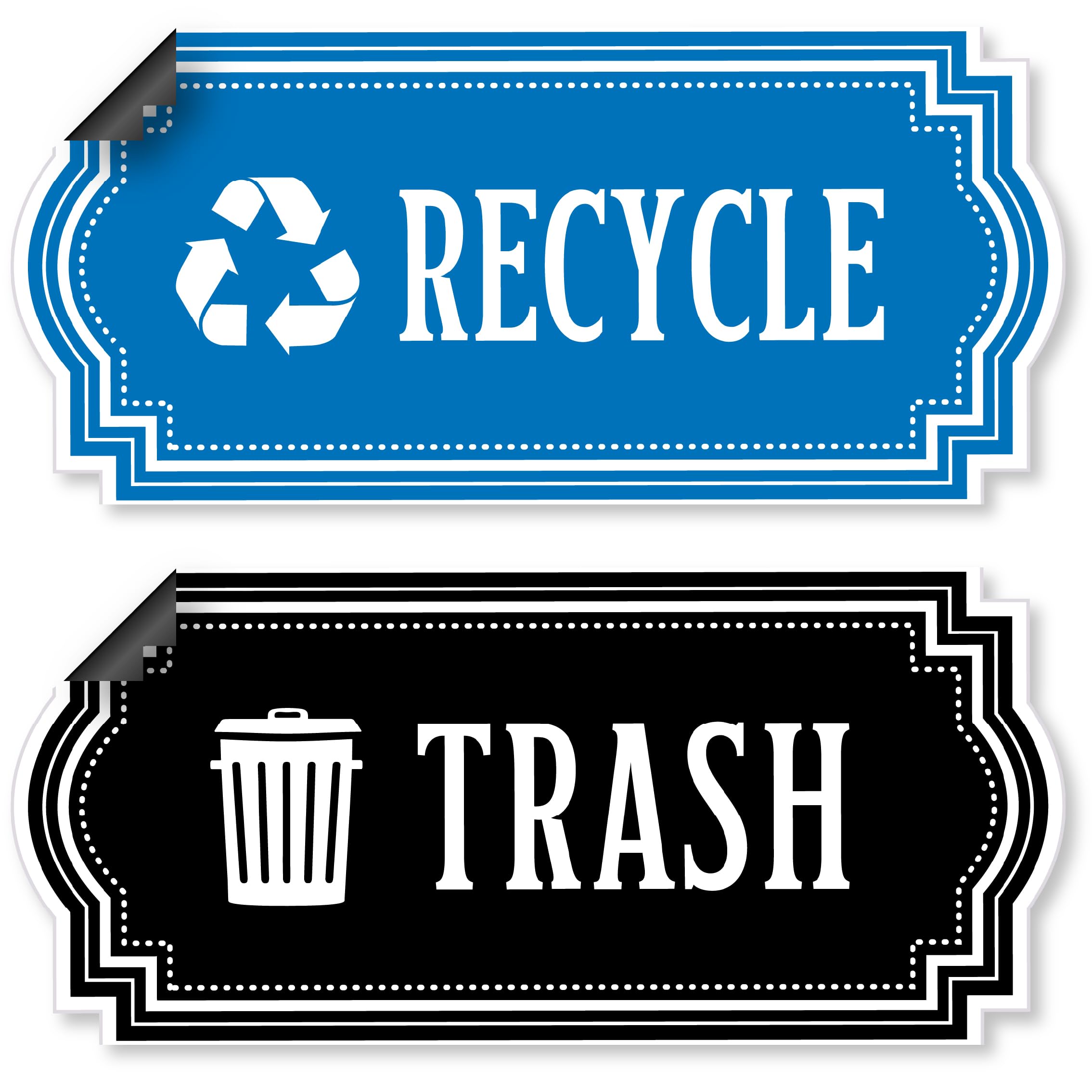 Amazon.com: Recycle and Trash Sticker Magnet Pair - 4.75" by 2.25 ...