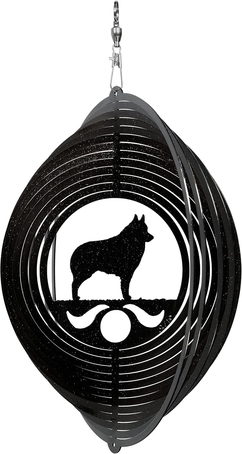 Amazon.com: SWEN Products Schipperke Circle Swirly Metal Wind Spinner ...