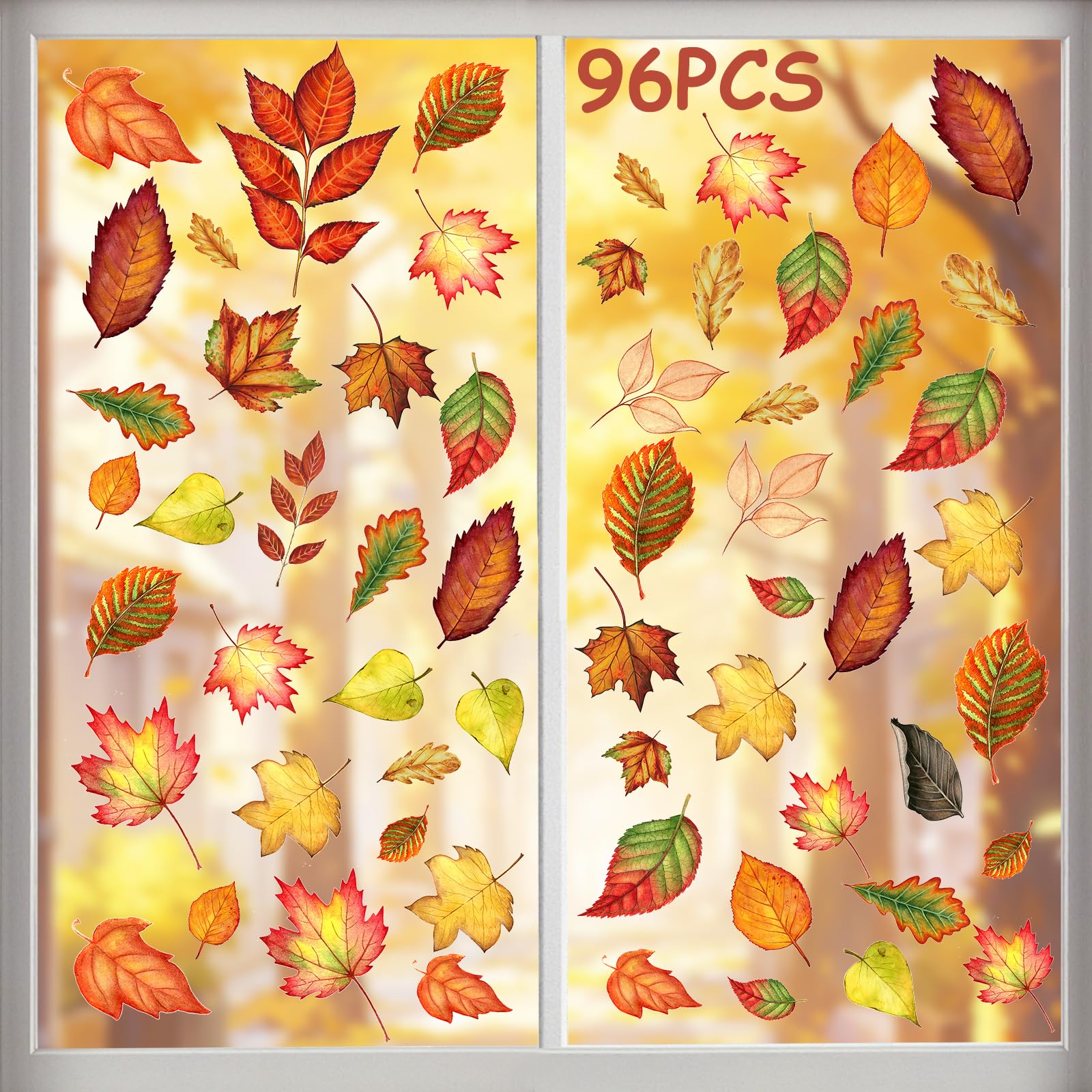 KIKISML Fall Thanksgiving Window Clings Stickers, Maple Leaves Window ...