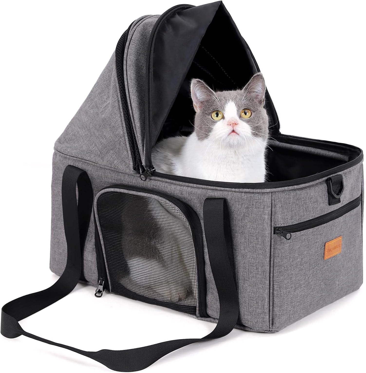 BurgeonNest Top-Expandable Large Cat Carrier, Soft Sided Pet Bag ...