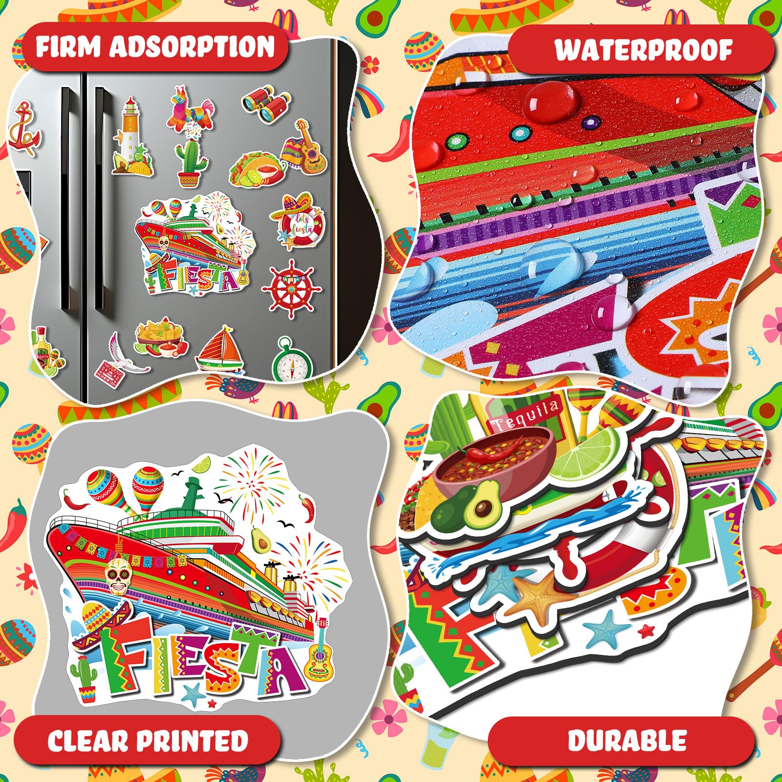 Snapklik.com : 16 Pcs Mexican Festival Cruise Door Magnets Decorations ...