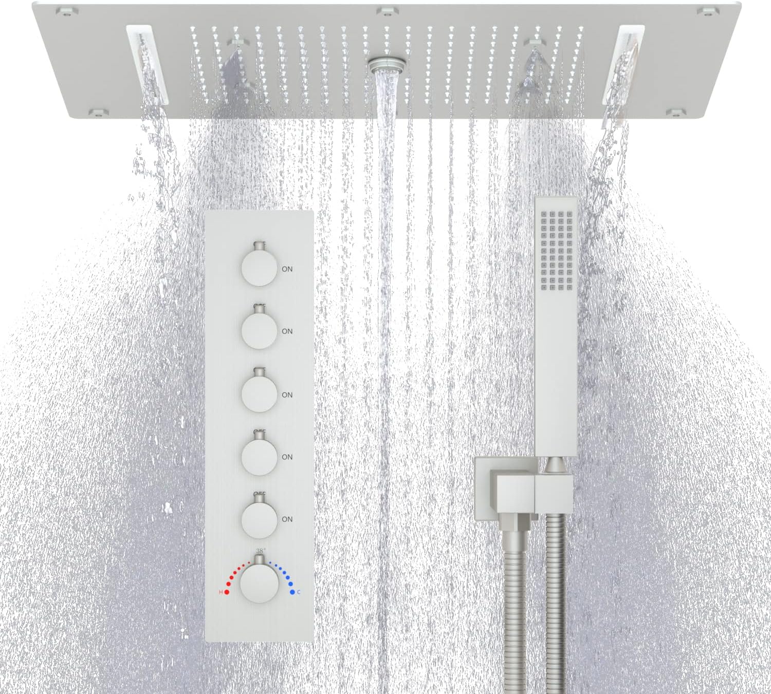 HOMEDEC Multi Functions Shower System with High-Pressure Handheld Combo ...