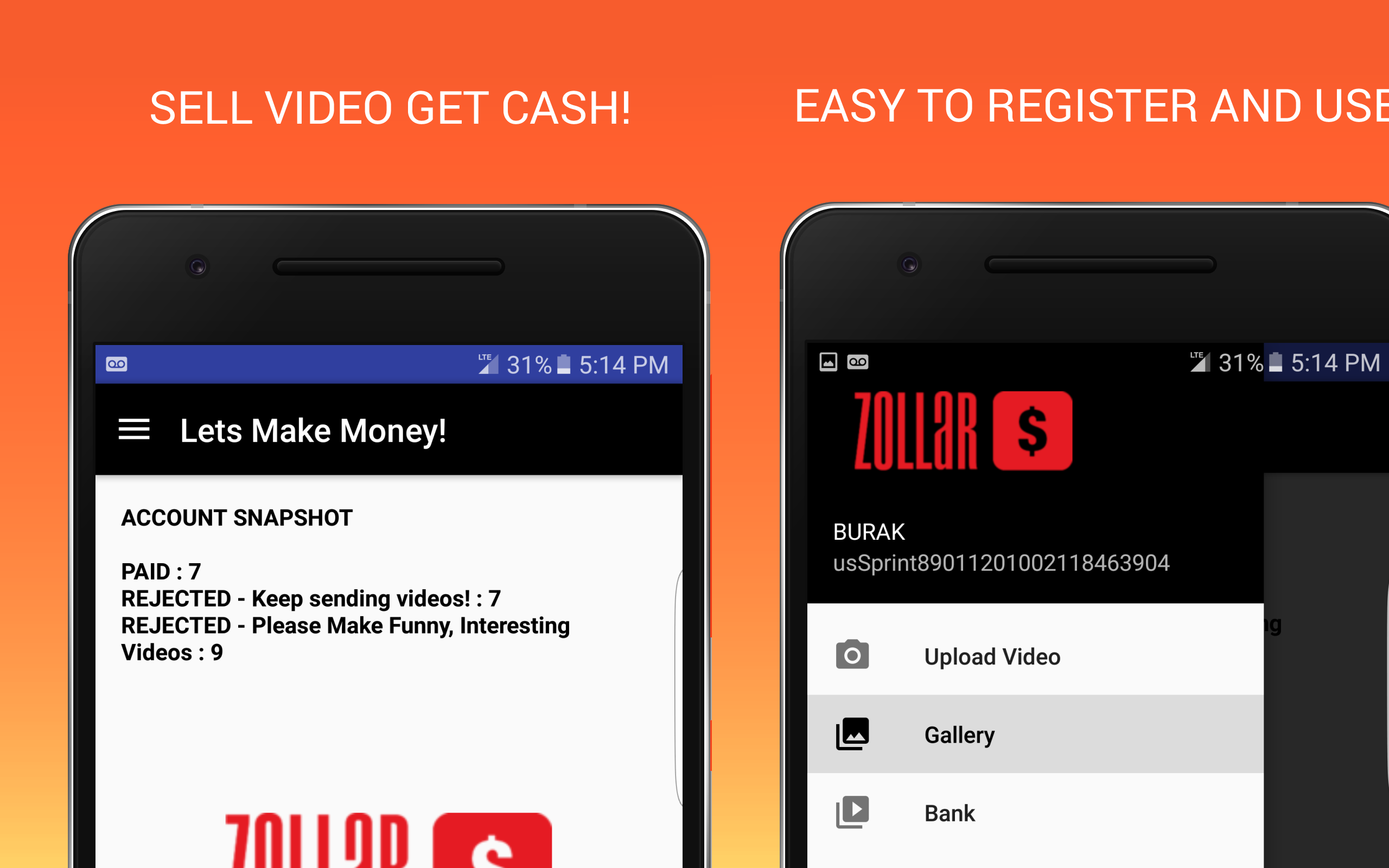 ZOLLAR - Sell Video - App on Amazon Appstore