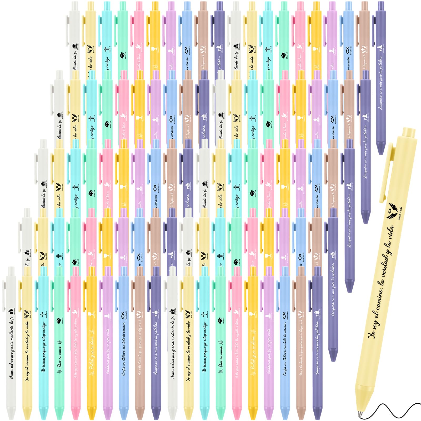 Amazon.com: Sayglossy 100 Pcs Spanish Bible Verse Ballpoint Pens ...