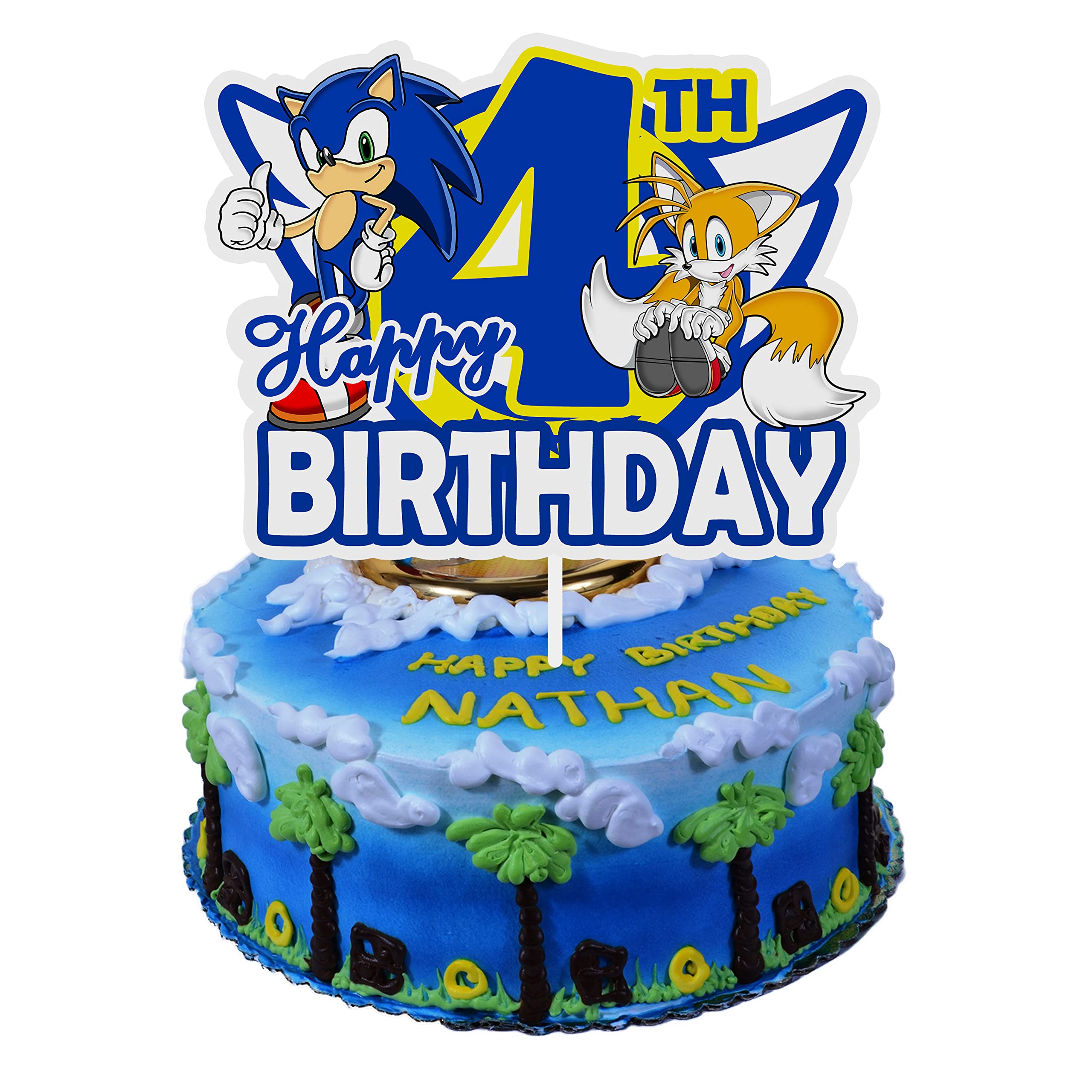 Sonic Birthday Cake Topper 4 Blue Hedgehog Happy Birthday Cake ...
