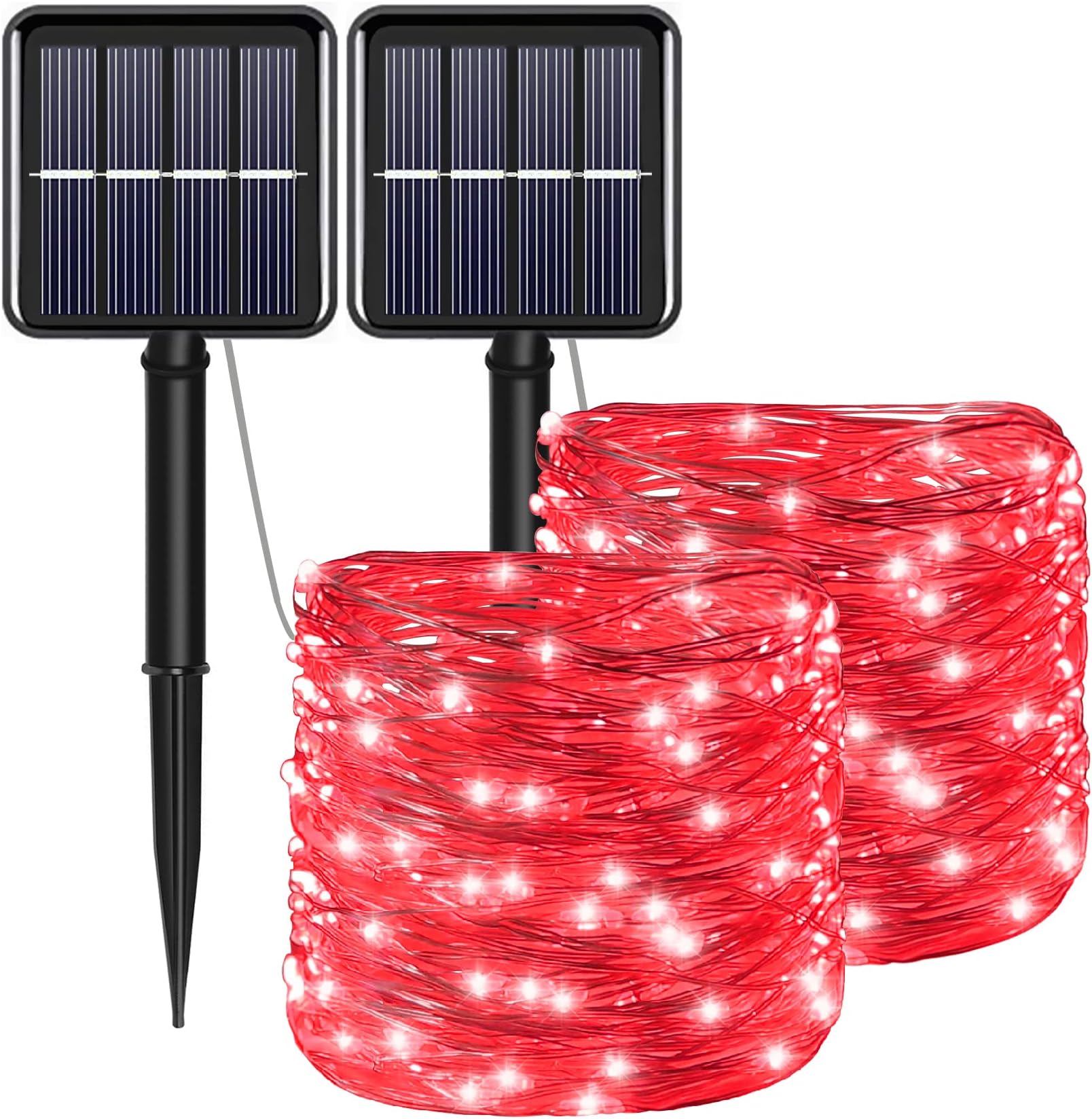 YAOZHOU Red Solar Christmas String Lights Outdoor Waterproof, 2Pack ...