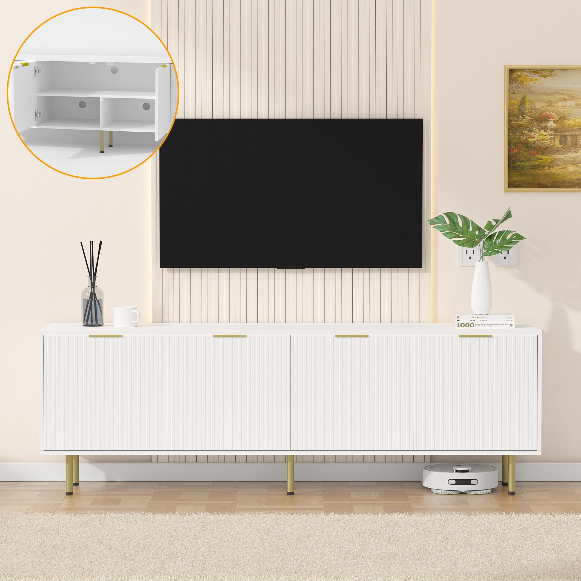 Amazon.com: Furniwood TV Stand for 80 Inch TV, Entertainment Center ...