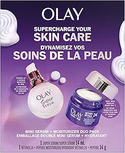 Olay Super Serum, 14mL & Olay Regenerist Retinol 24 Night Face Moisturizer, Fragrance-Free ...