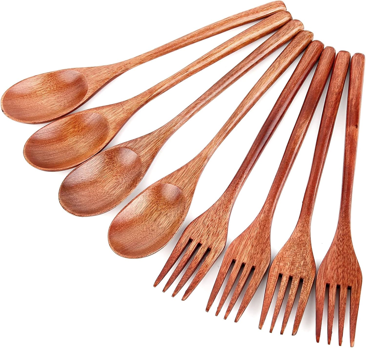 Amazon.com: 8 Pcs Wooden Spoons Forks Set, Japanese Style Wooden ...