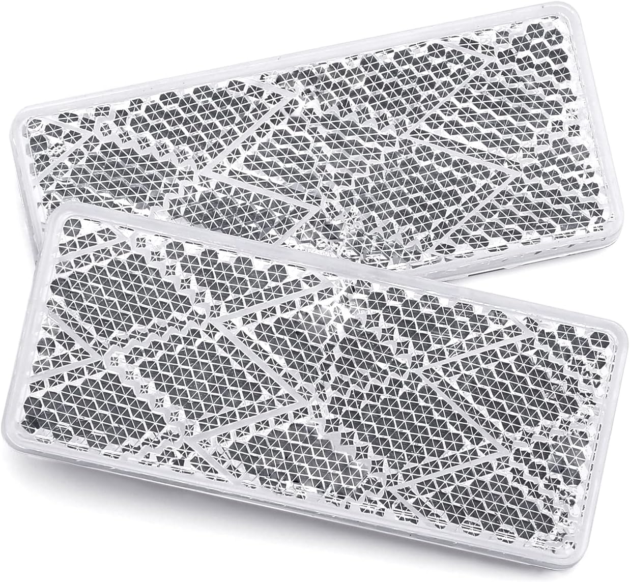 Amazon.com: 2Pcs Plastic Rectangular Stick-on Reflector Sticker (White ...