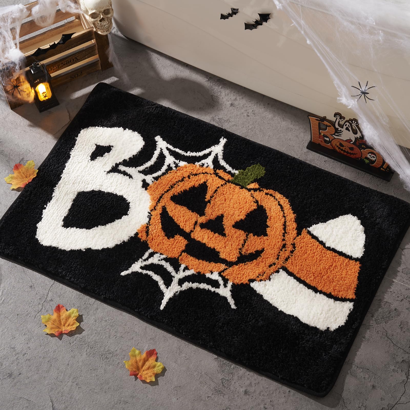 Amazon.com: DyeFury 2024 New Halloween Bathroom Rug, Boo Pumpkin ...