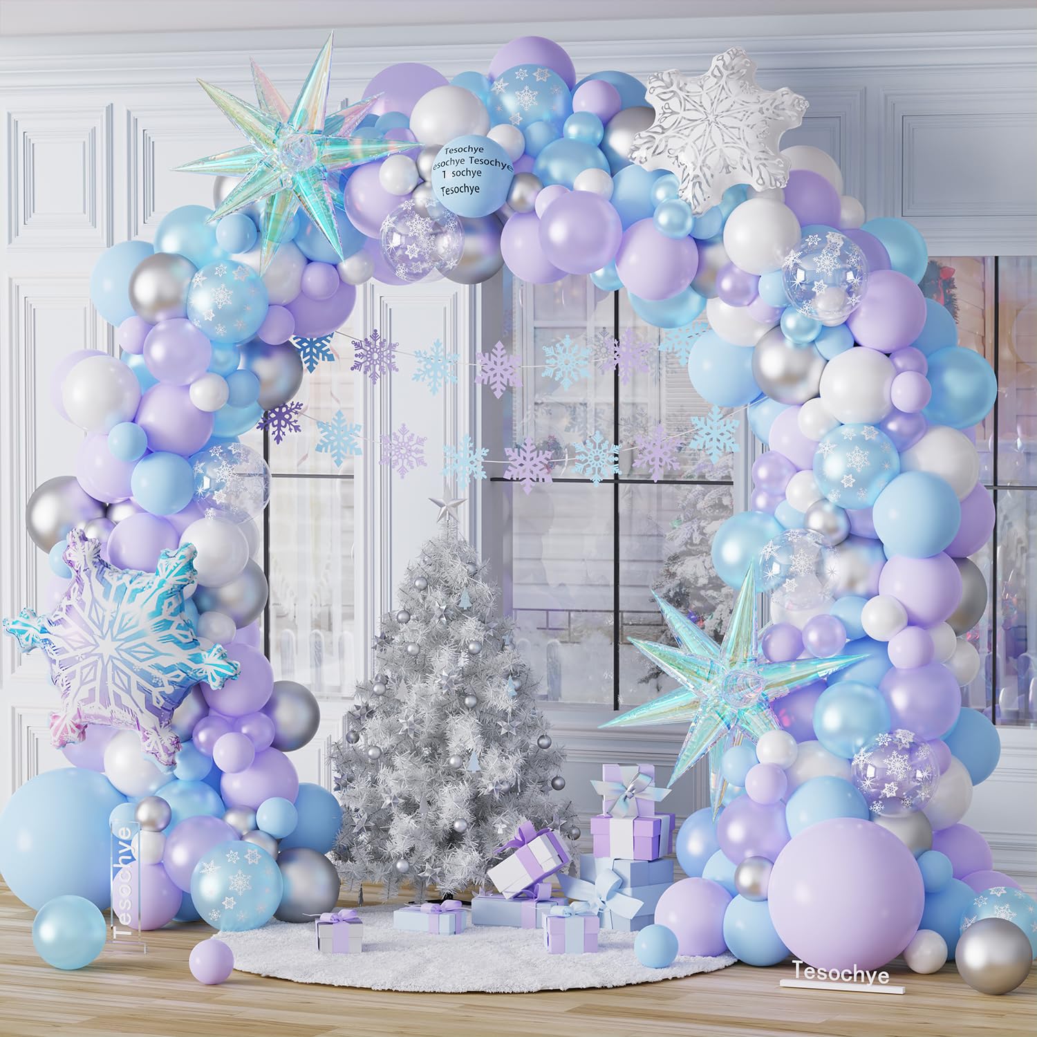 Amazon.com: Ice Snow Birthday Party Decorations, 159 PCS Snowflake ...
