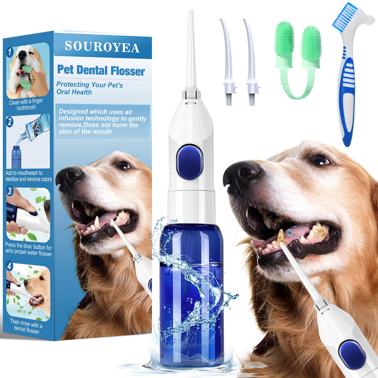 Amazon.com: Souroyea Dog Tooth Brushing Kit - Equipped with a Pet ...