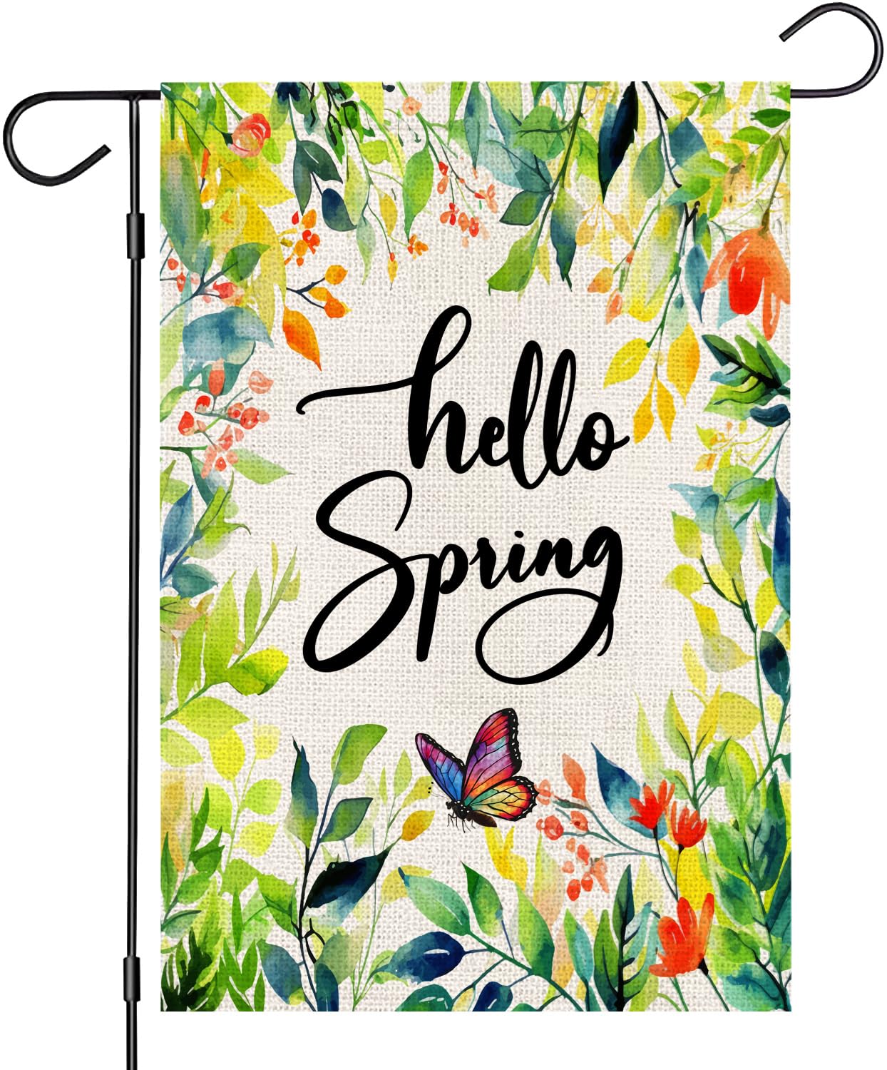 Amazon.com : OQUAYA Hello Spring Floral Garden Flag 12x18 Inch Double ...