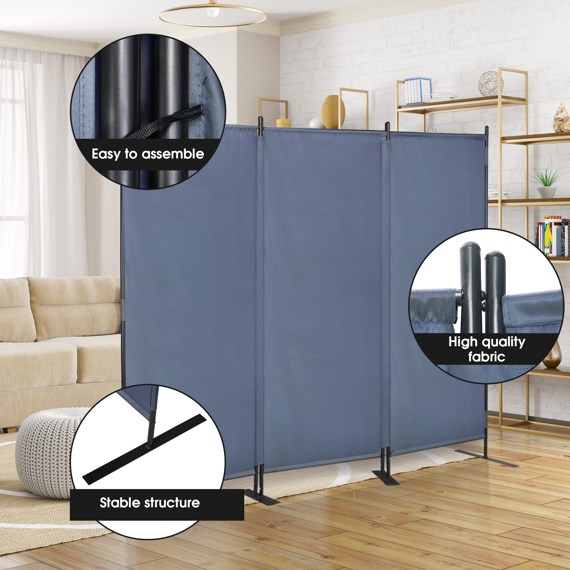 Snapklik.com : Room Divider Screen JAXPETY 6Ft Room Partition Wall ...