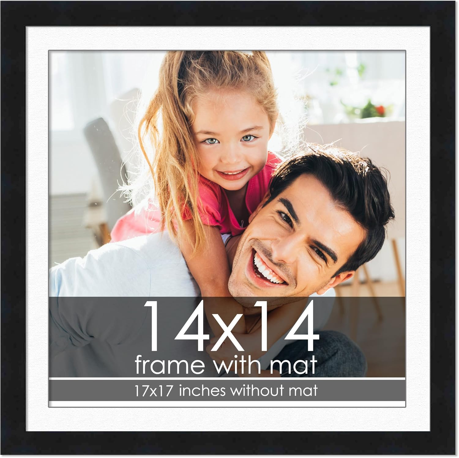 Amazon.com - 14x14 Frame with Mat - Black 17x17 Frame Wood Made to ...