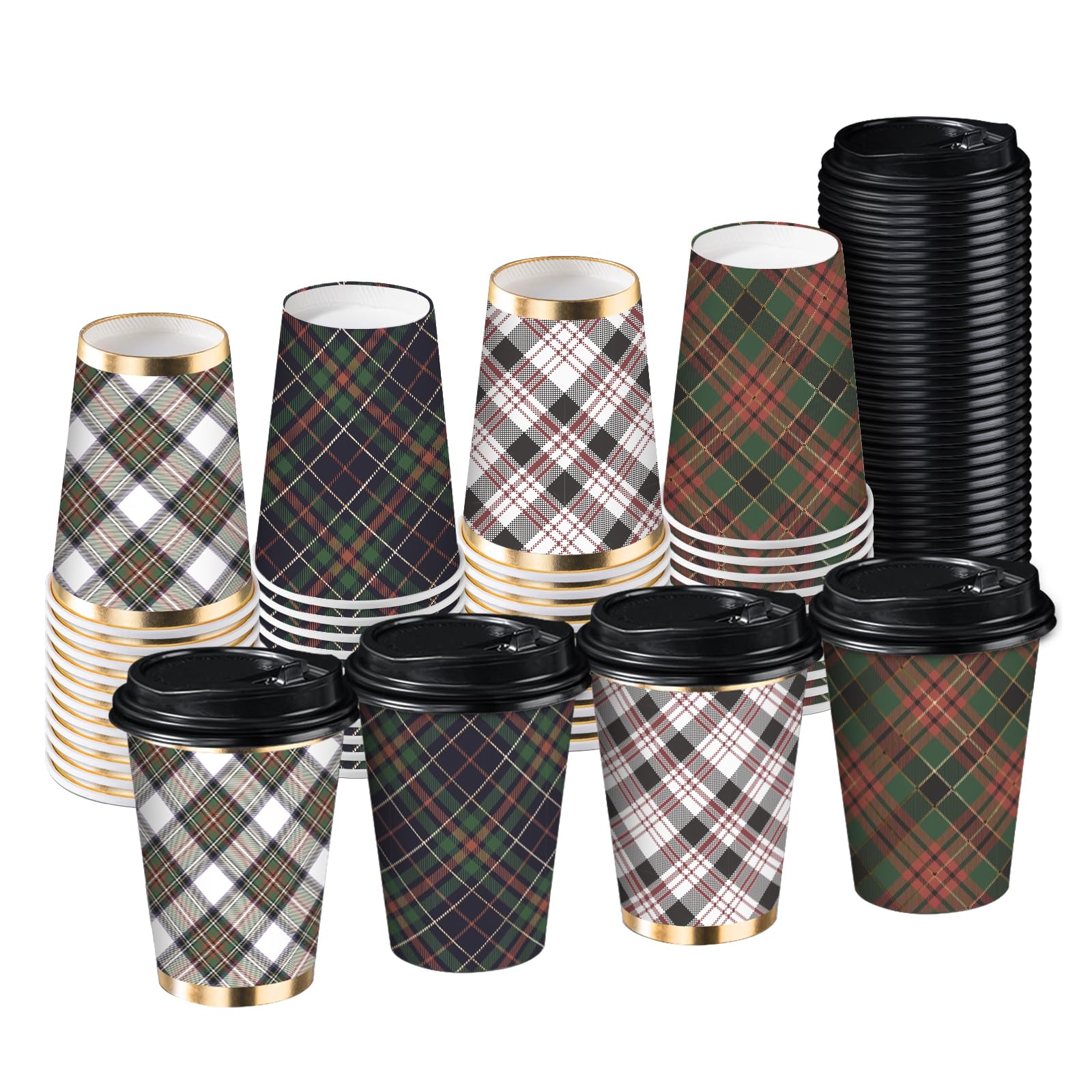 Amazon.com: RUSPEPA Disposable Paper Coffee Cups with Lids 12 oz - 48 ...