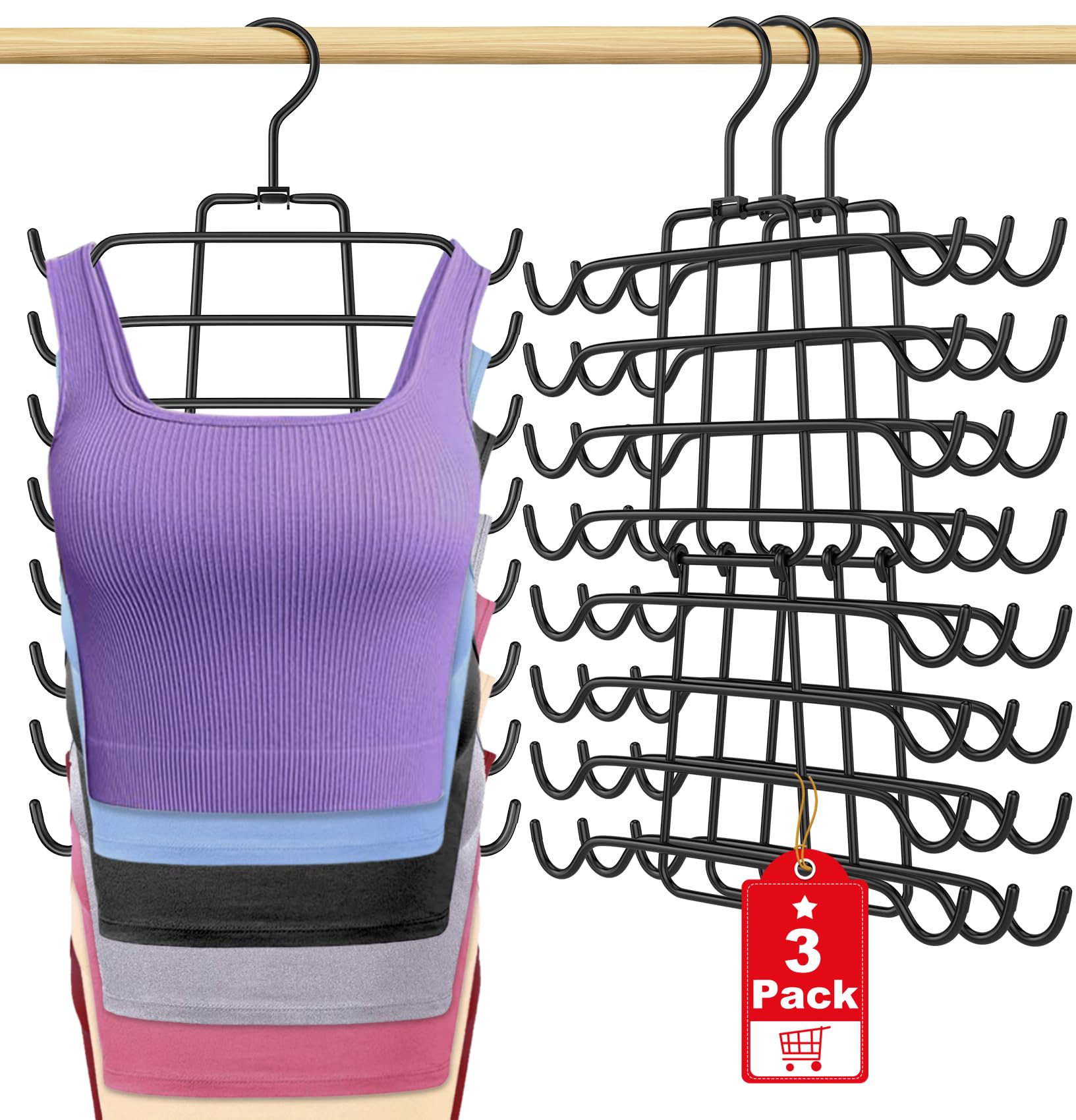 Amazon.com: 3Pcs Tank Top Hangers Space Saving Hanger Organizer Bra ...