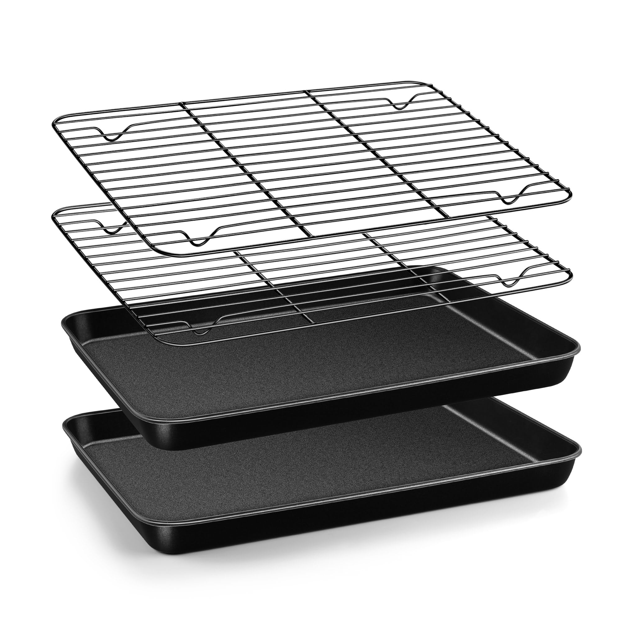 Amazon.com: TeamFar Toaster Oven Pan with Rack, 12.5 x 9.7 x 1” Coated ...