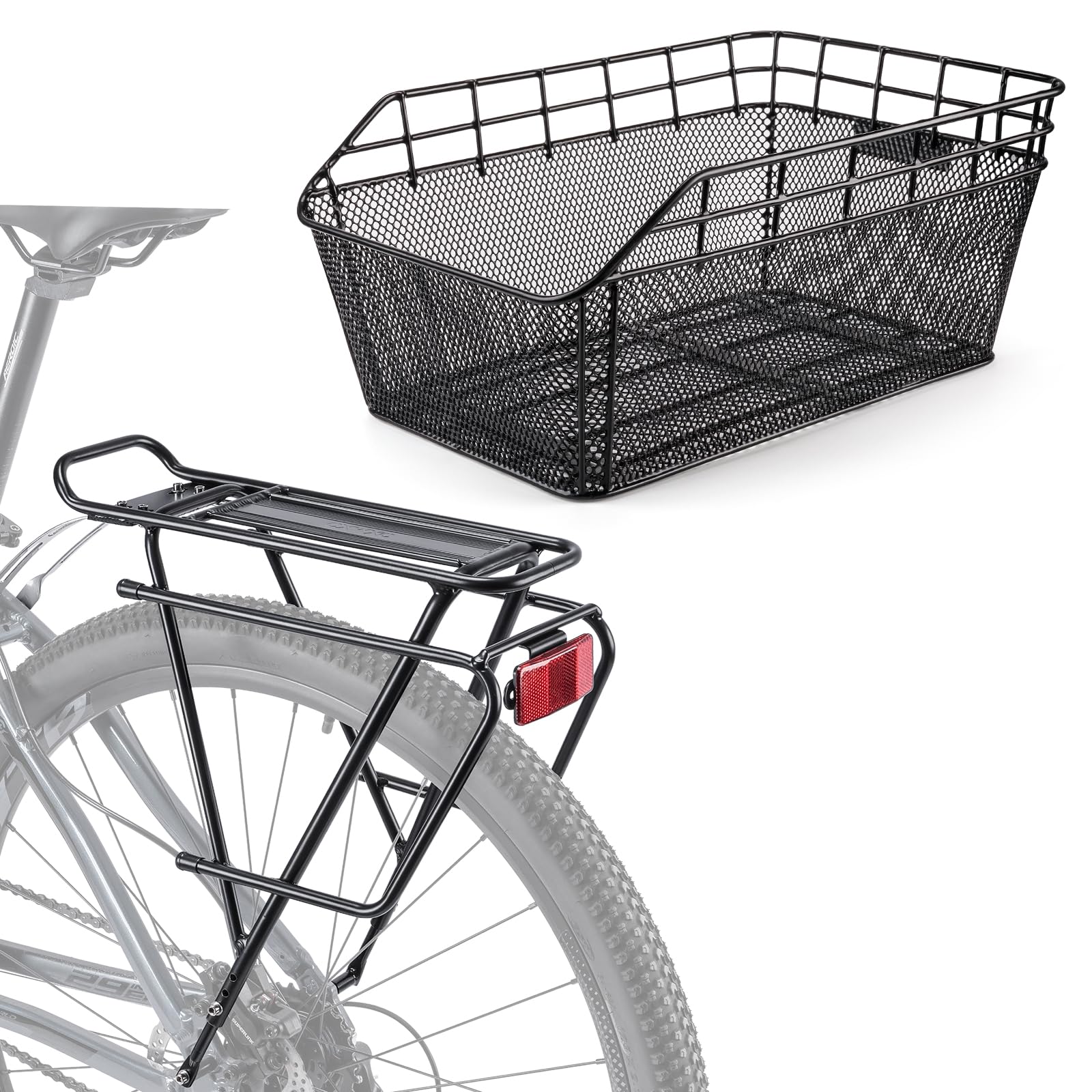 Amazon.com : CXWXC Bike Rear Cargo Rack + Rear Bike Basket : Sports ...