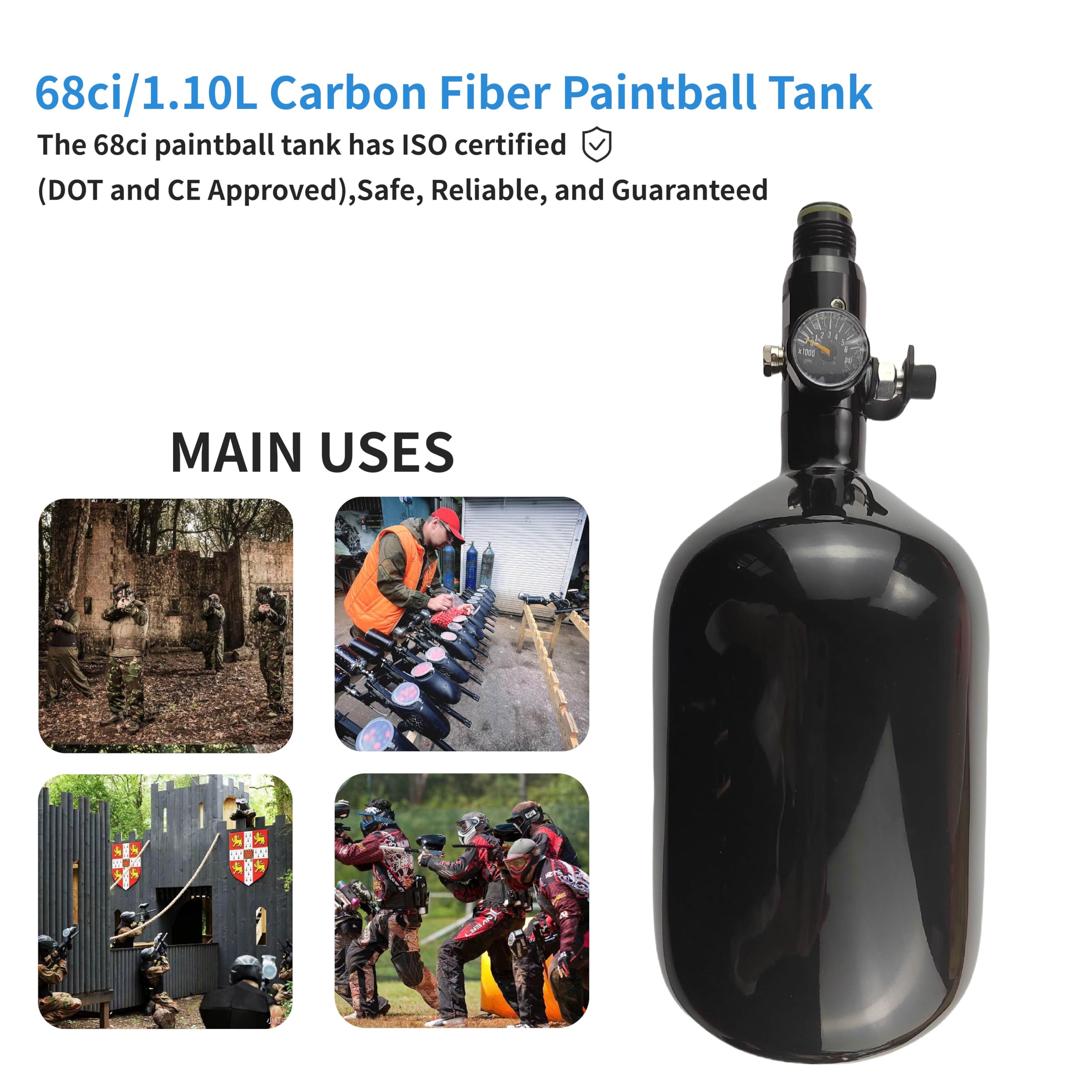Snapklik.com : Pautaca DOT 68ci/4500psi Paintball Tank System,Black ...