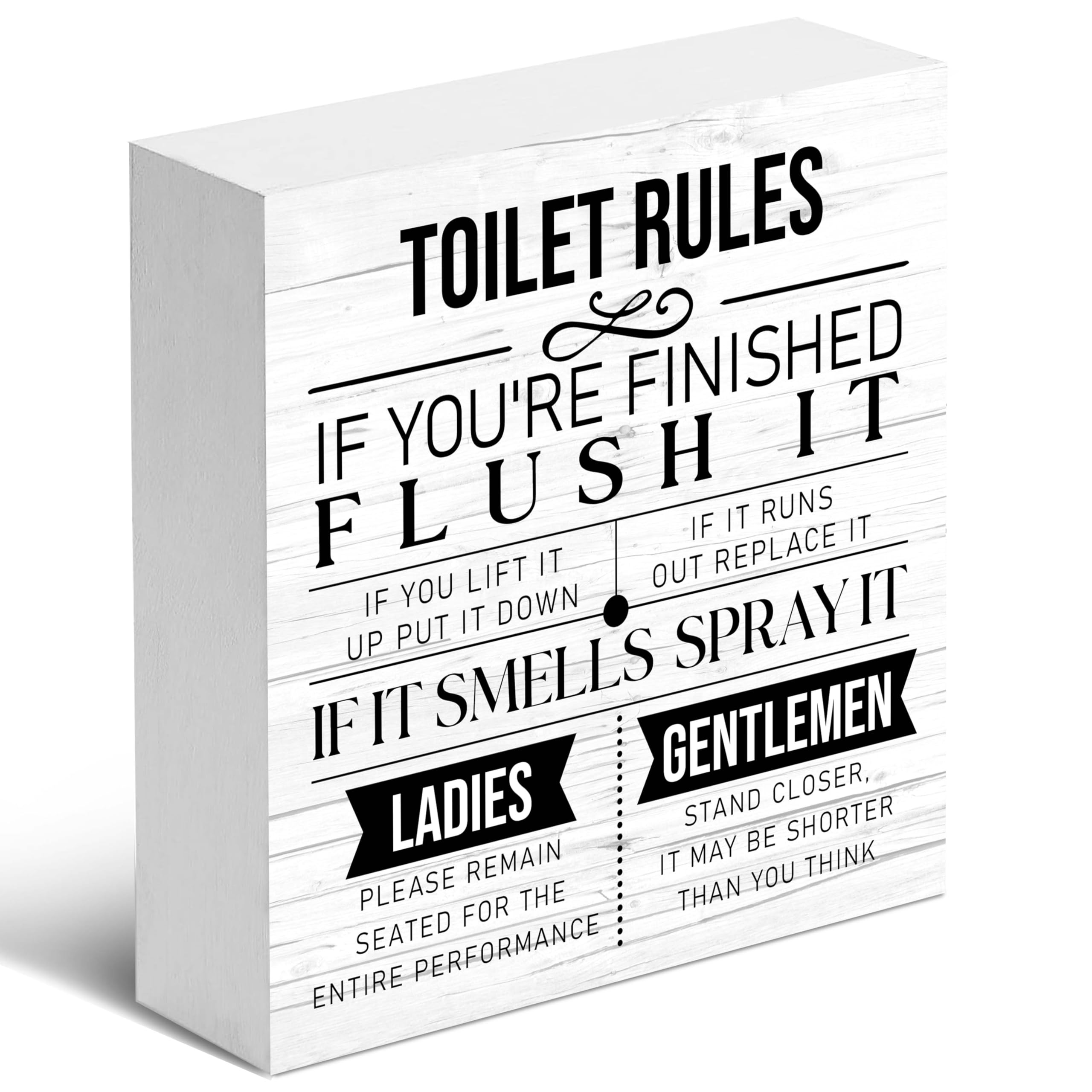 Amazon.com: Bathroom Sign Decor, Toilet Rules, 5x5 Wooden Box Sign ...