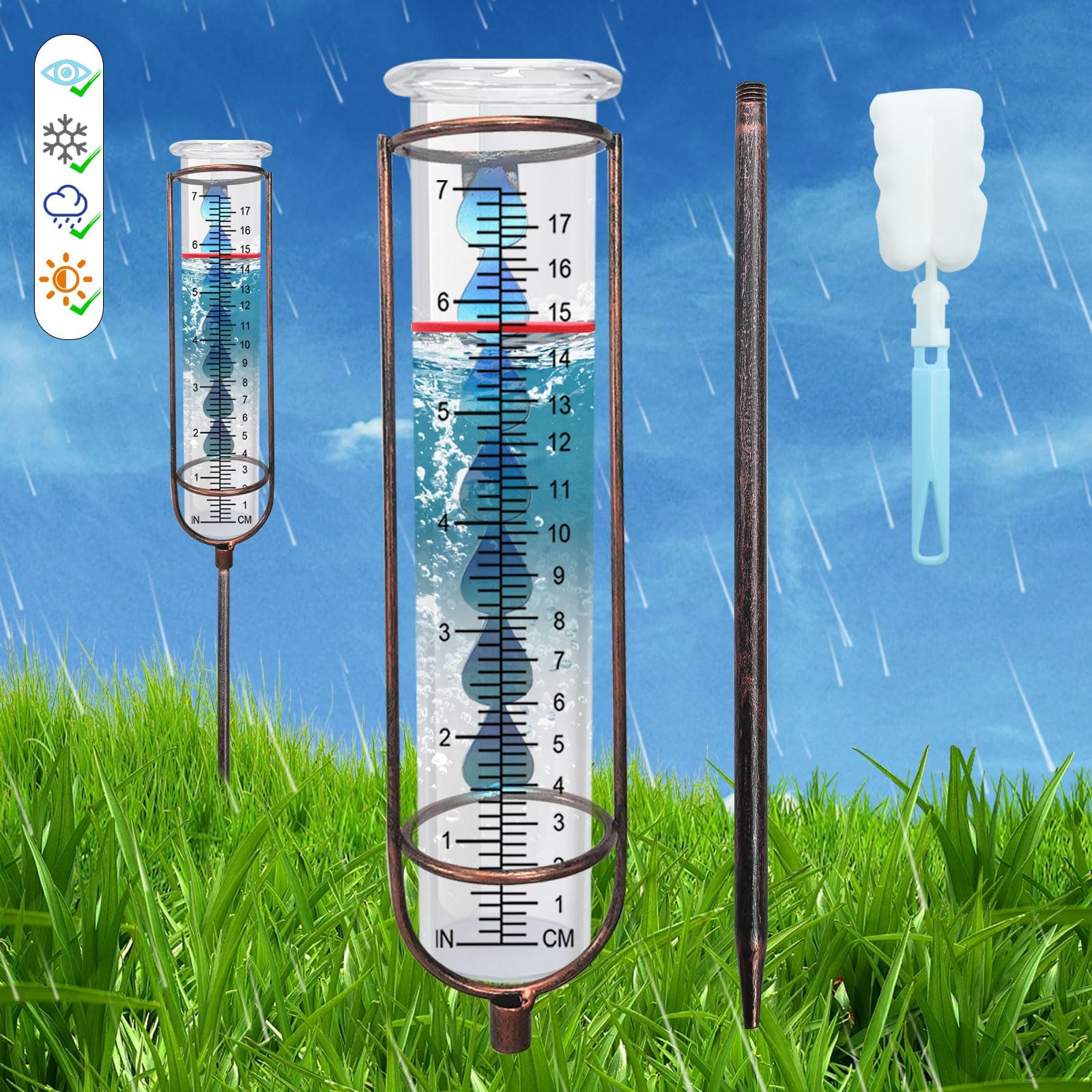 Amazon.com : Rain Gauges for Yard, Rain Gauge Glass Rain Gauge Outdoor ...