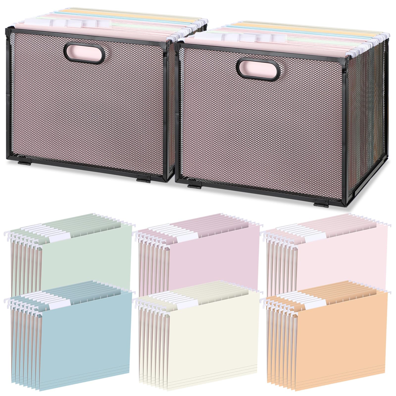 Amazon.com : Tellingyou 48 Pcs Hanging File Folders with 2 Metal ...