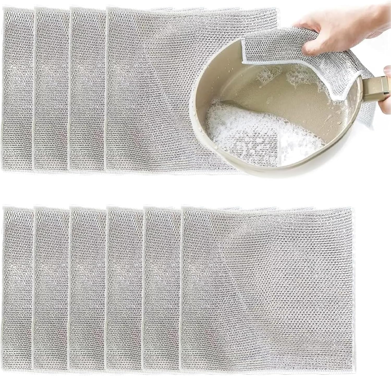 10 Pcs Multipurpose Wire Dishwashing Rags,Multipurpose Stainless Steel ...