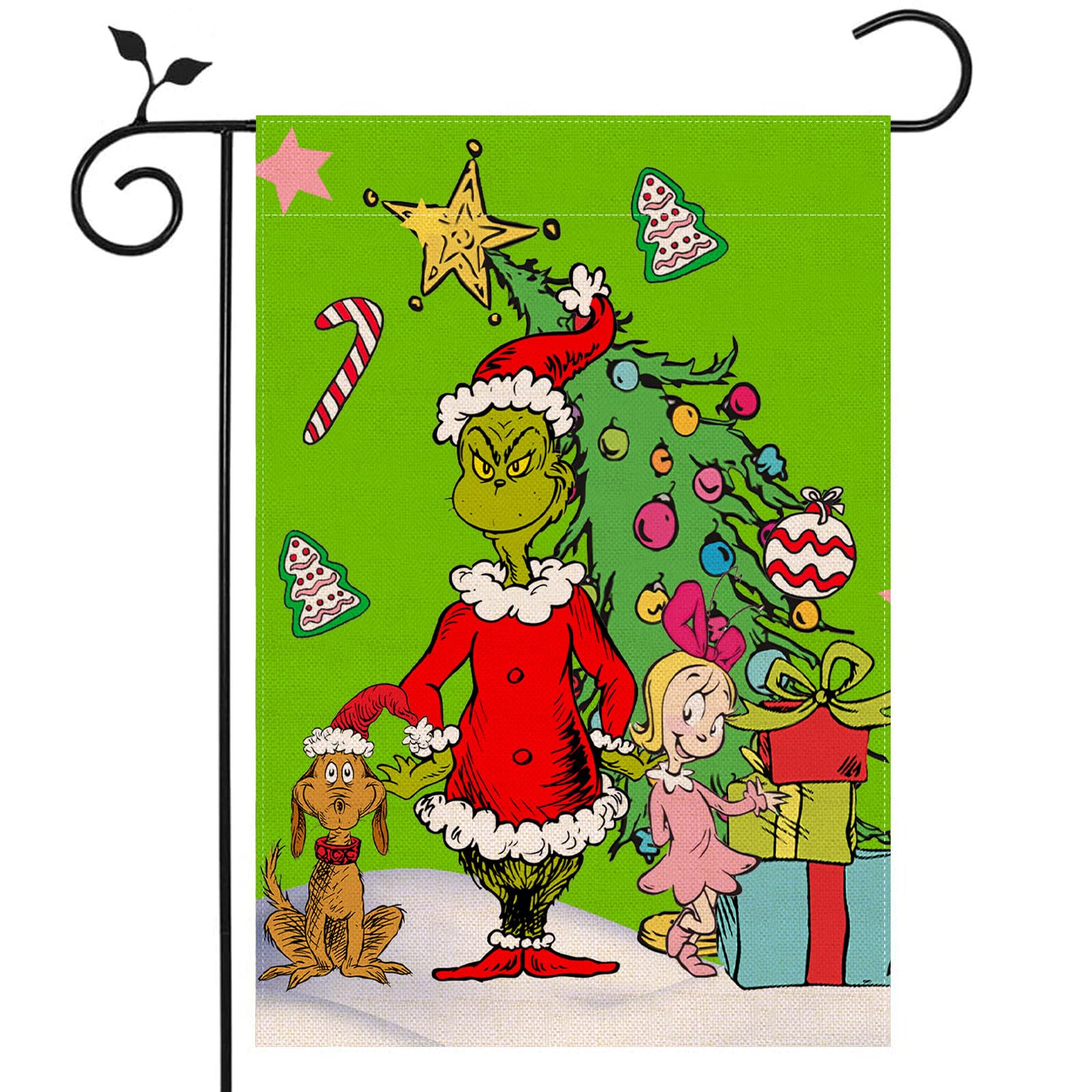 Amazon.com : Nepnuser Christmas Garden Flag Whoville Green Elf Xmas ...