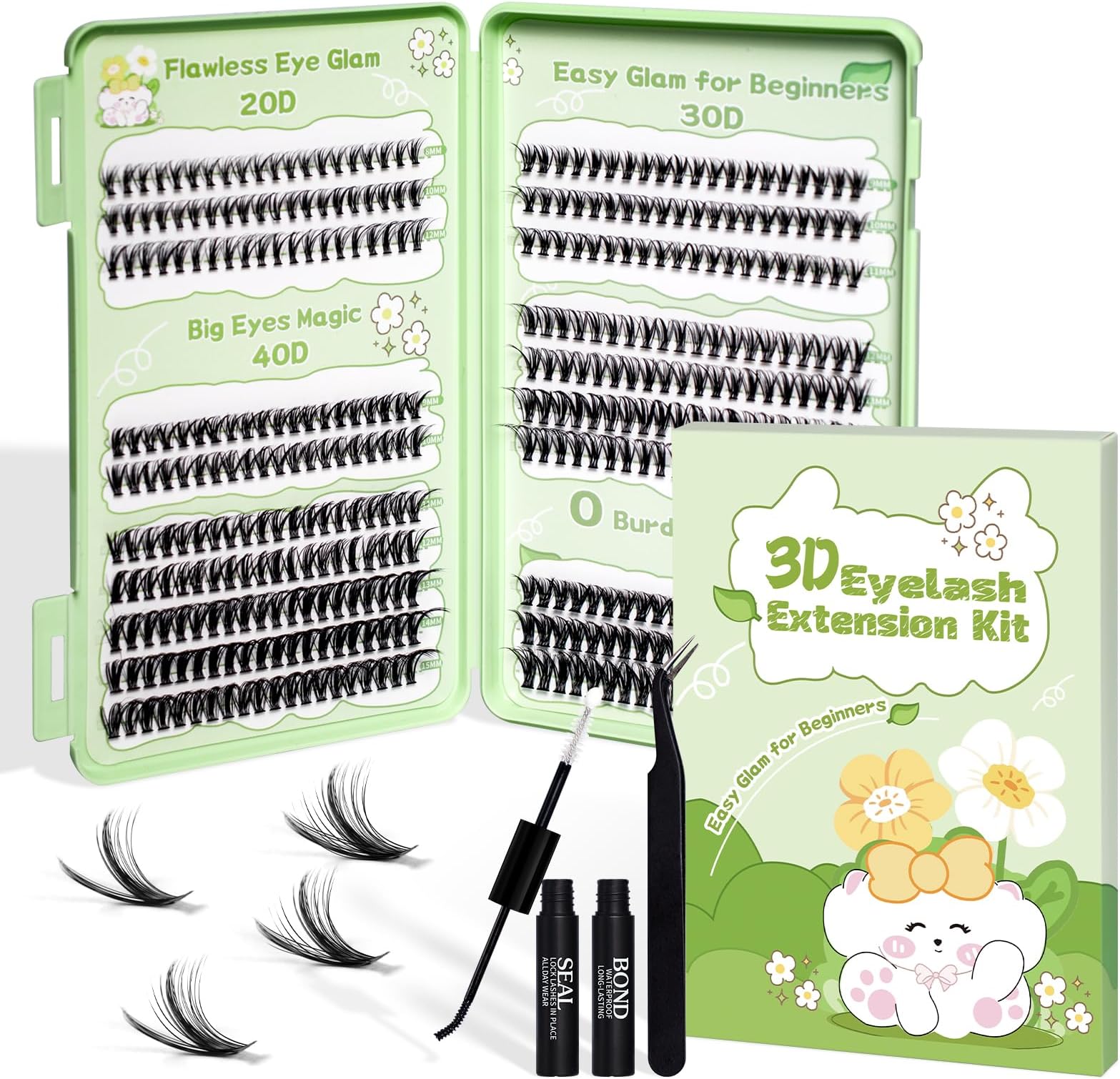 Amazon.com: Cofier 280Pcs Eyelash Cluster Kit Natural, Eyelash ...