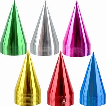 Amazon.com: Haconba 60 Pieces Paper Cone Party Hats Colorful Metallic ...