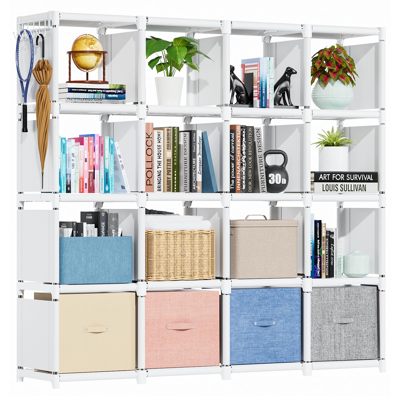 Amazon.com: Mavivegue Book Shelf, 16 Cube Storage Organizer, Metal Cube ...