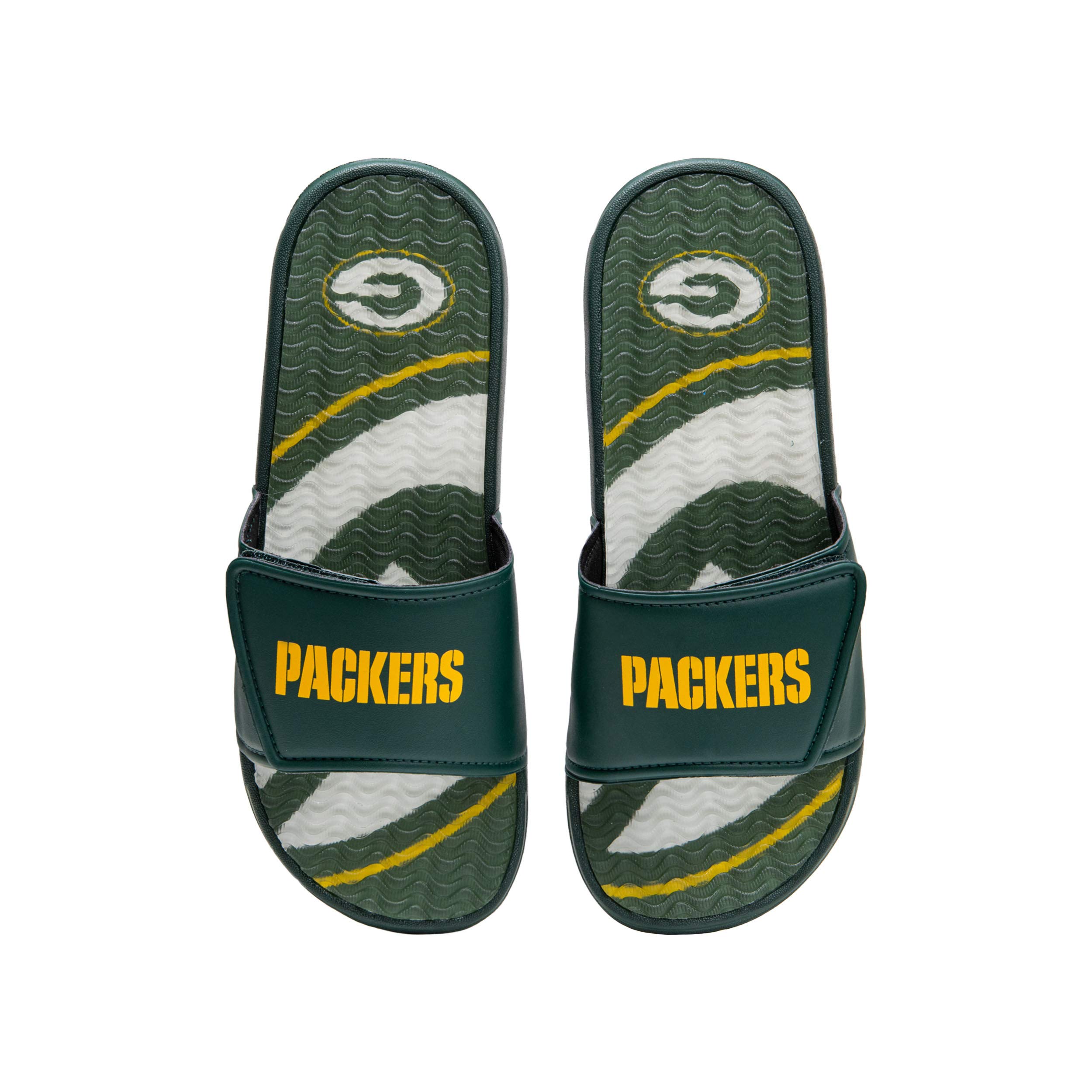 Snapklik.com : FOCO Green Bay Packers NFL Mens Wordmark Gel Slides