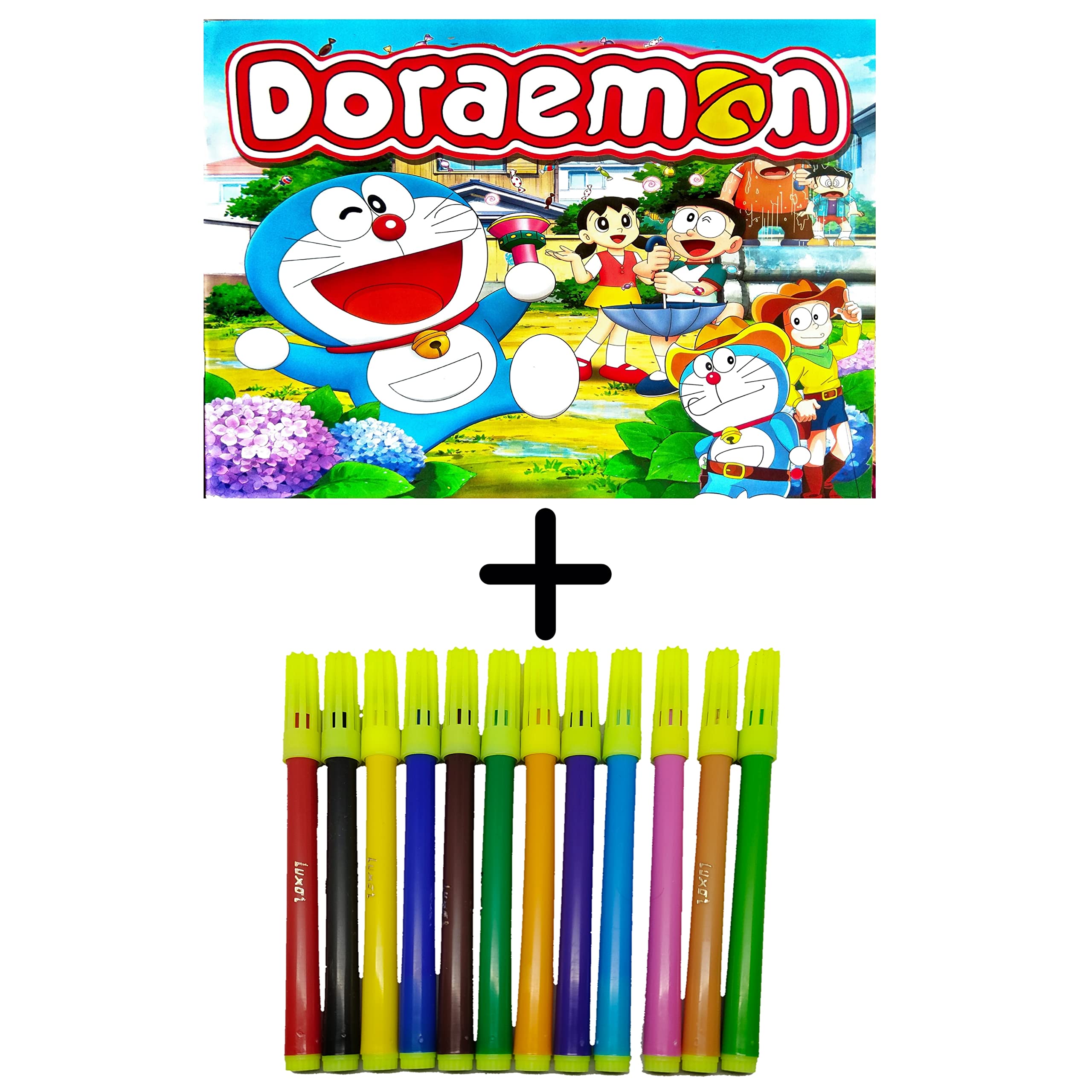 Colouring Book Of Doraemon With Sketch Pen Combo Set 12 | Desertcart INDIA