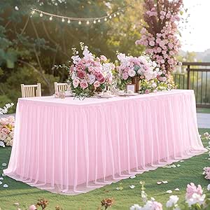 Amazon.com: Pink Table Cloth for 8 Foot Rectangle Tables, Pink Stretch ...
