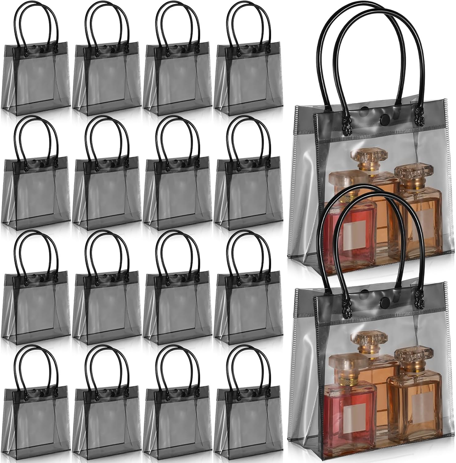Amazon.com: PerKoop 24 Pack Clear Gift Bags with Handle Plastic ...