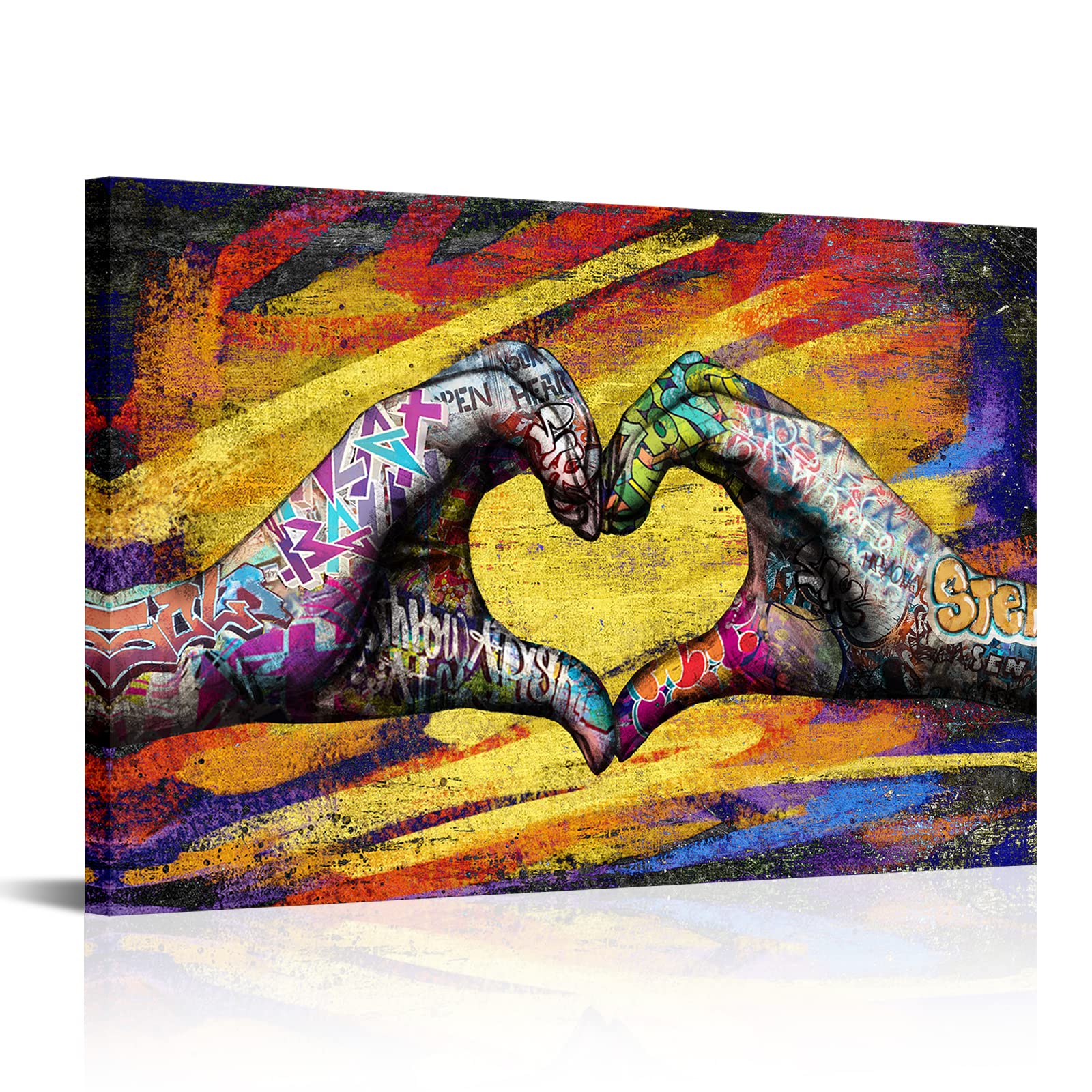 Thumb Heart Art On Canvas Heart Hand Painted Canvas Wall Art UK On