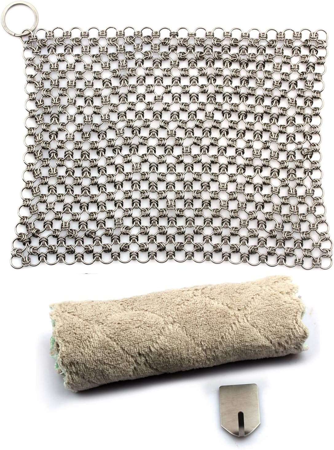 Amazon.com: Stainless Steel Cast Iron Skillet Cleaner Chainmail ...