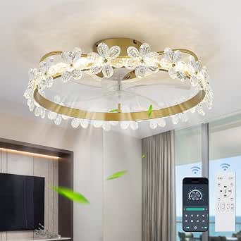 Oaks Aura 22" Gold Crystal Fandelier Ceiling Fans with Lights,Gold ...