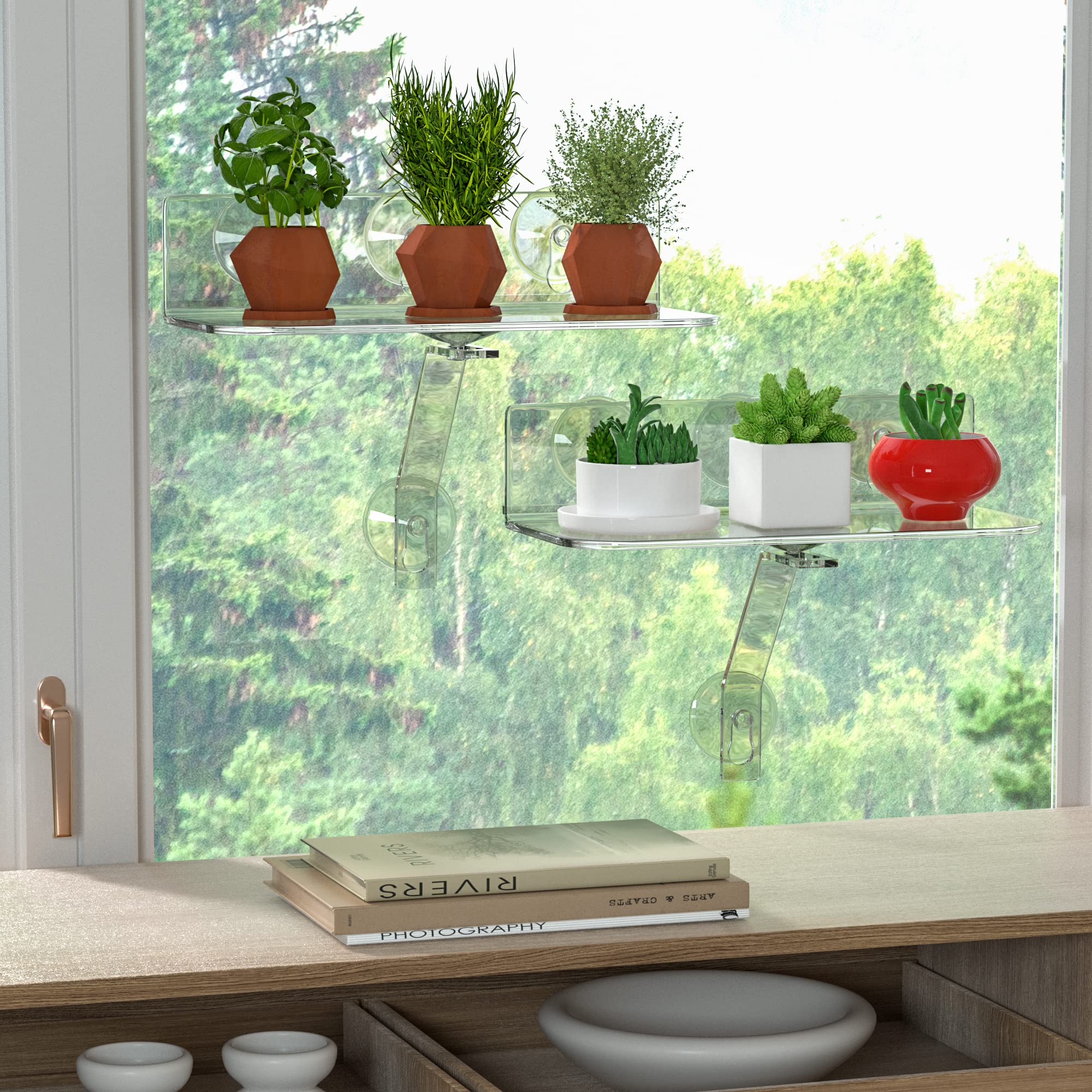 Glass Window Shelves Suspended Glass Shelves