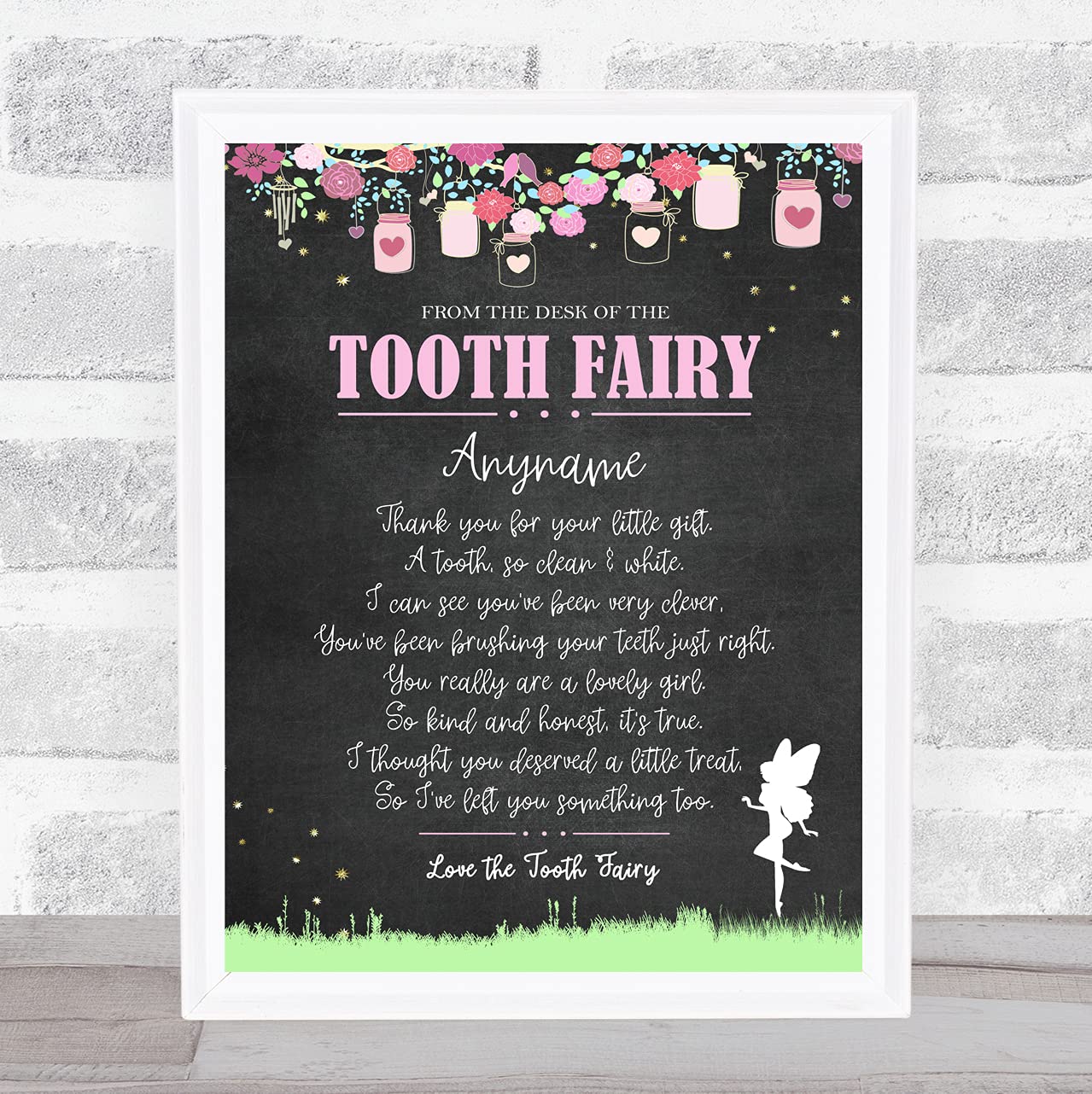 Buy Tooth Fairy Poem Pastel Chalk Letter Certificate Award Print Tooth ...