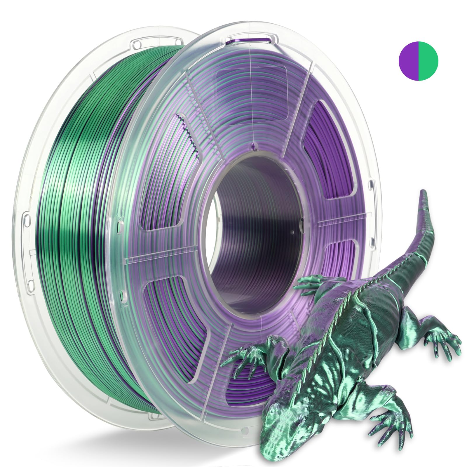 Amazon.com: JAYO Silk PLA Filament 1.75mm Dual Colors Purple Green ...