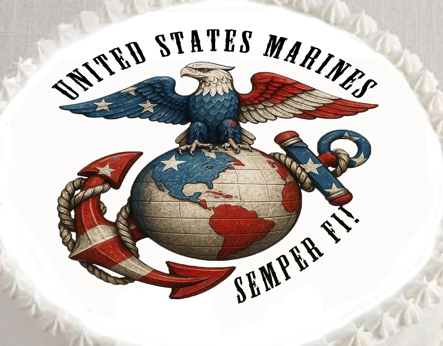 Amazon.com: Custom Edible Cake Topper– USMC Marine Semper Fi Design ...