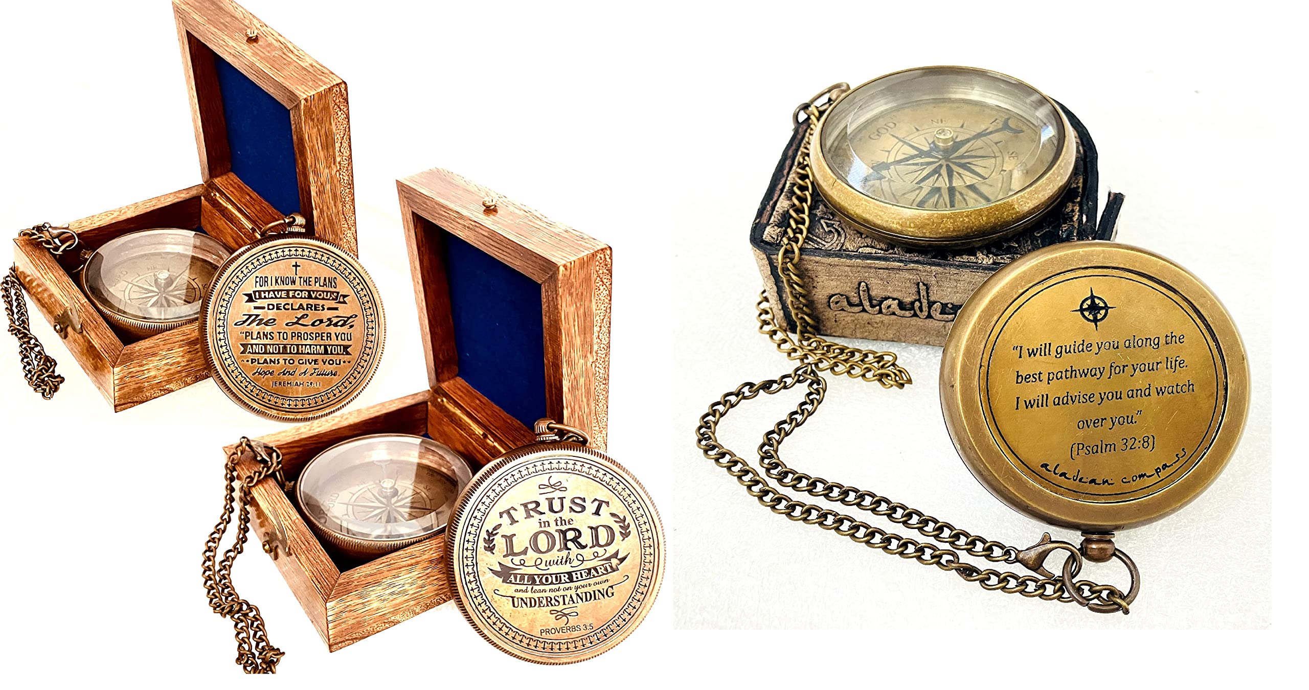 Amazon.com: ALADEAN 3 Inspirational Gift Engraved Compass - Uplifting ...