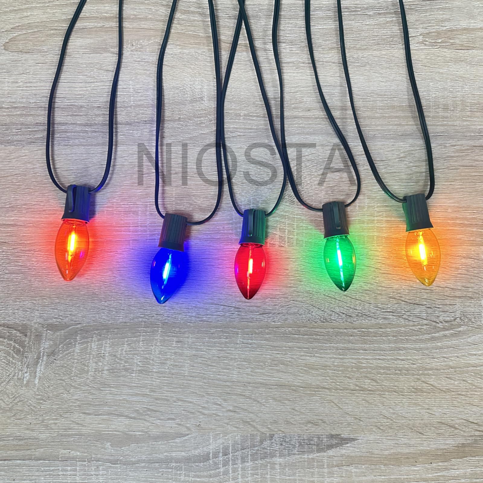 NIOSTA 30 Ft Christmas Pathway String Lights, 20 Multicolor LED Bulbs ...