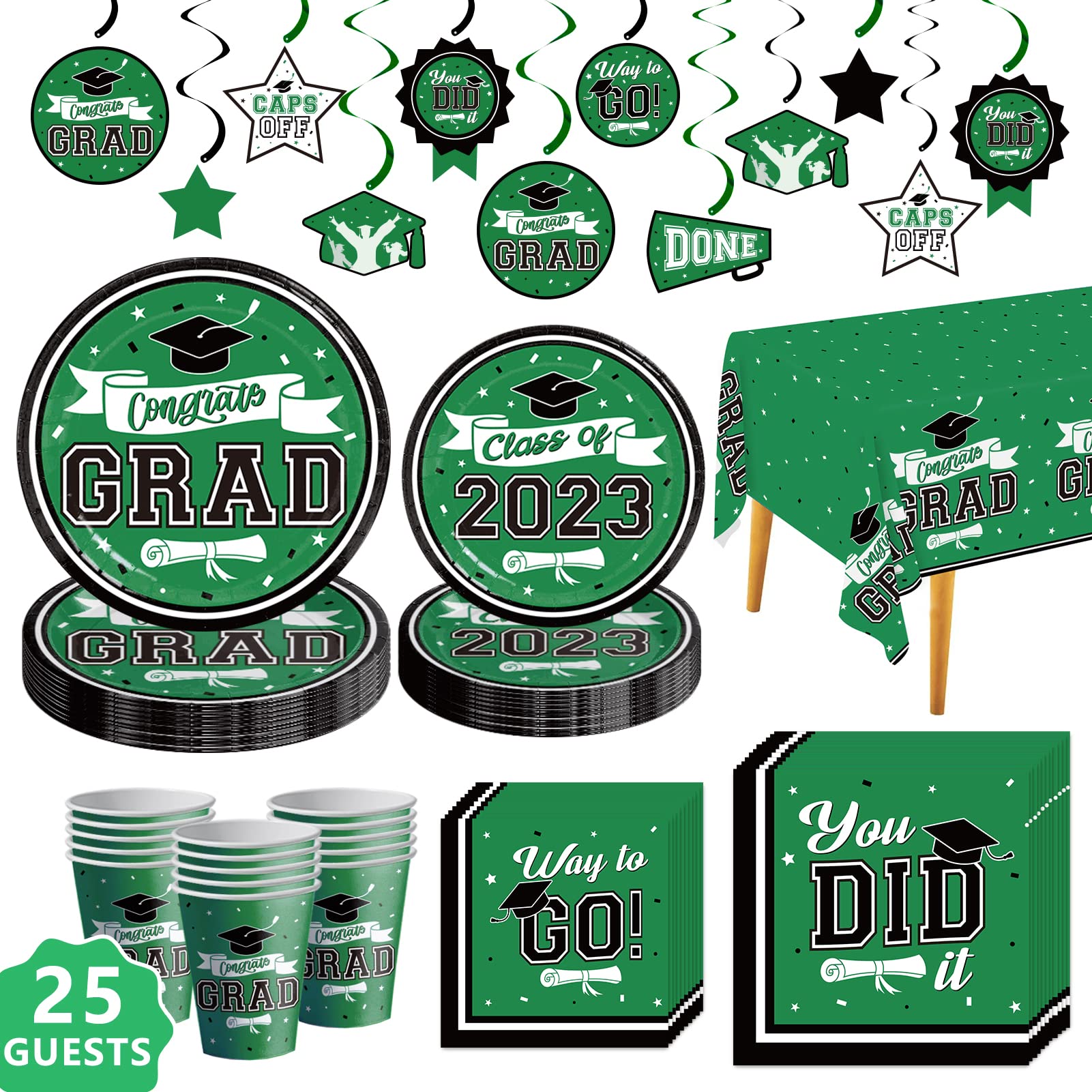 DAZONGE Green 2023 Graduation Decorations , Graduation Party Supplies ...
